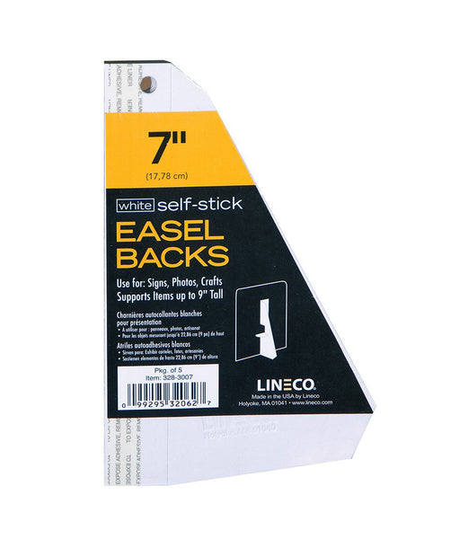 Tall, Self-Adhesive Easel Backs, Single Wing, Pack of 25, White or Bla ...